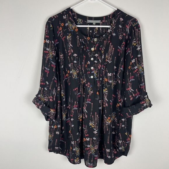Daniel Rainn | Tops | Daniel Rainn Black Floral Blouse Button Down ...